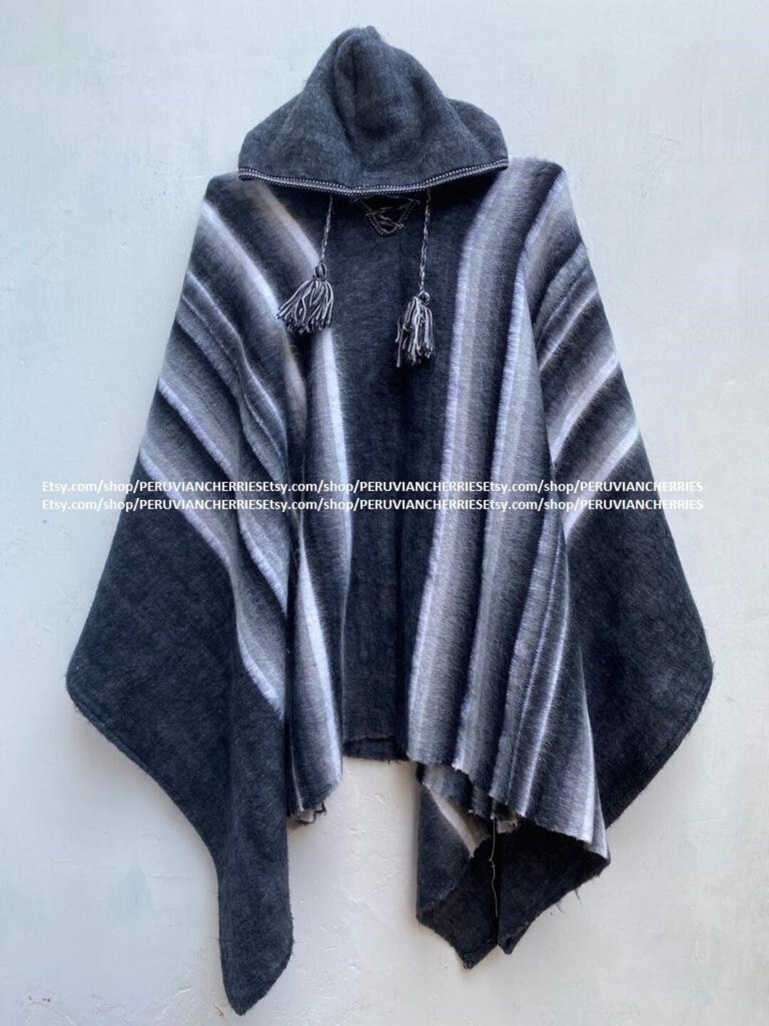 Natural Gray Alpaca Poncho for Men and Woman,length 67" Width 57 ...