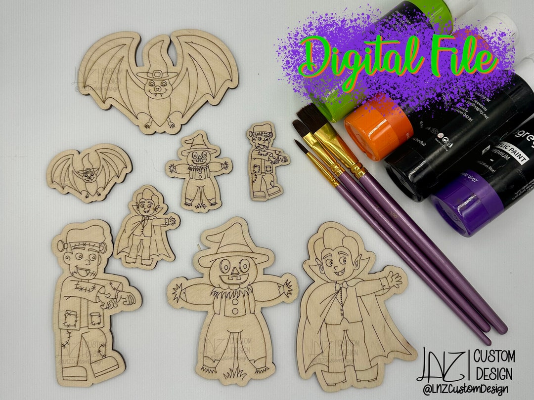 DIGITAL Halloween Character DIY Paint Kit Set | Cute Pumpkin ...