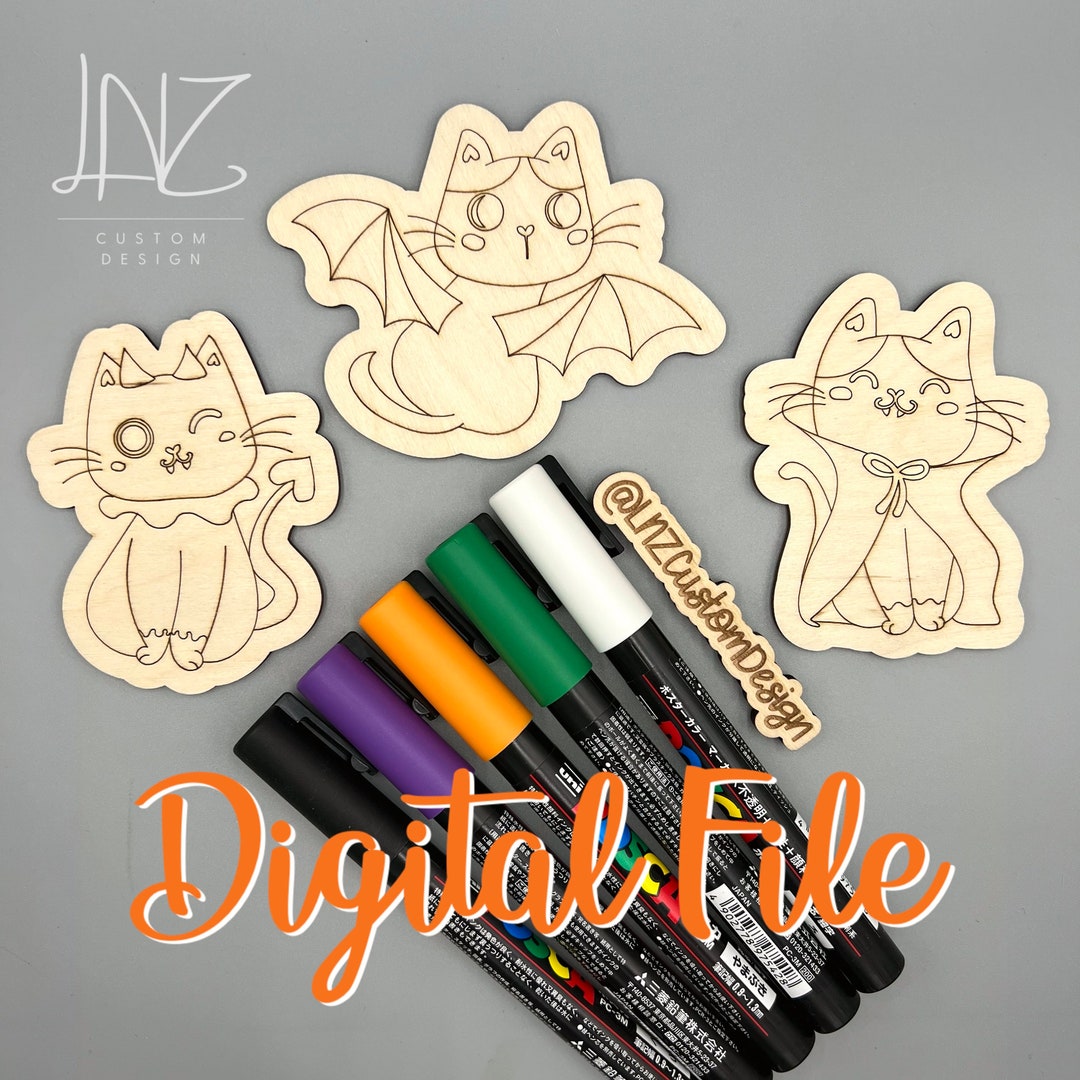 DIGITAL Halloween Cats DIY Paint Kit Set | Cute Halloween Kitten Bad ...