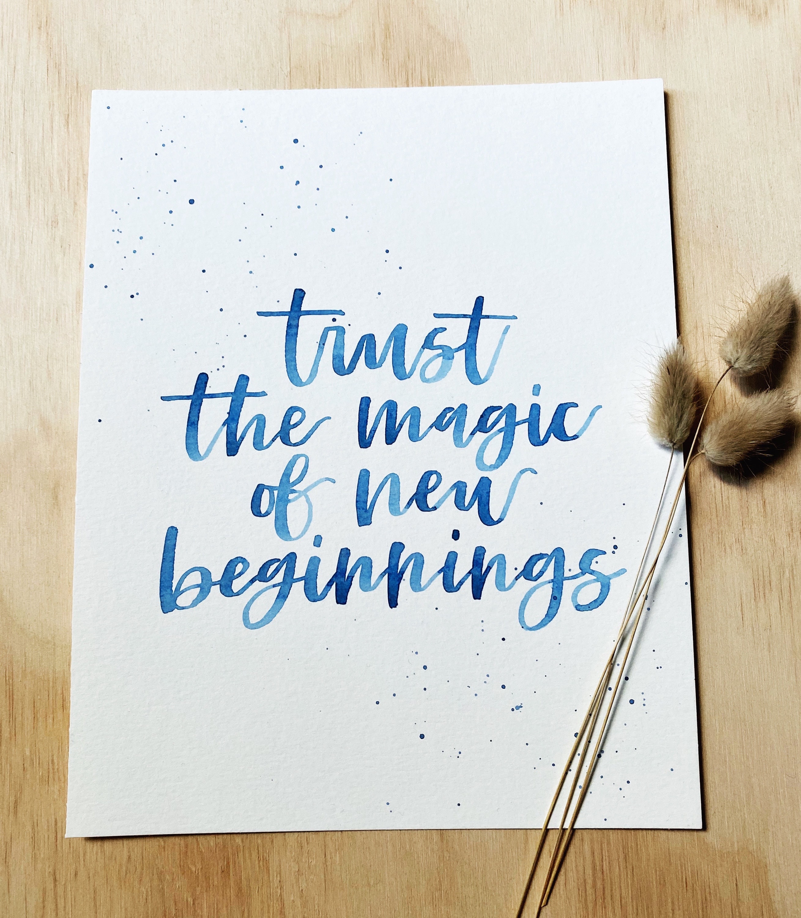Hand-lettered Print | Custom Calligraphy Print | New Beginnings Print ...
