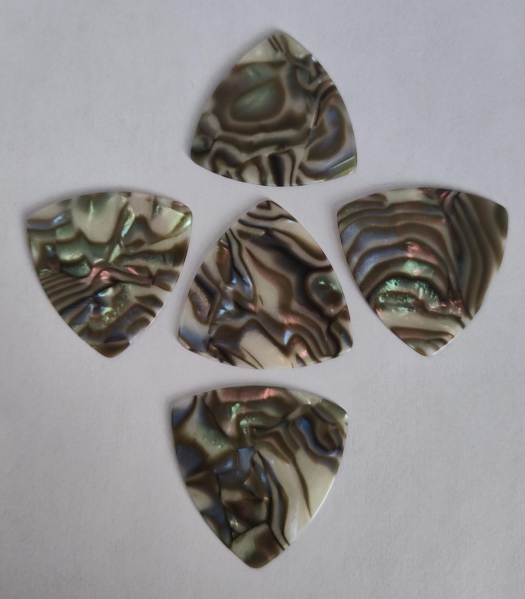 Medium Gauge Large Rounded Triangular Abalone Guitar Picks 5 Pack - Etsy