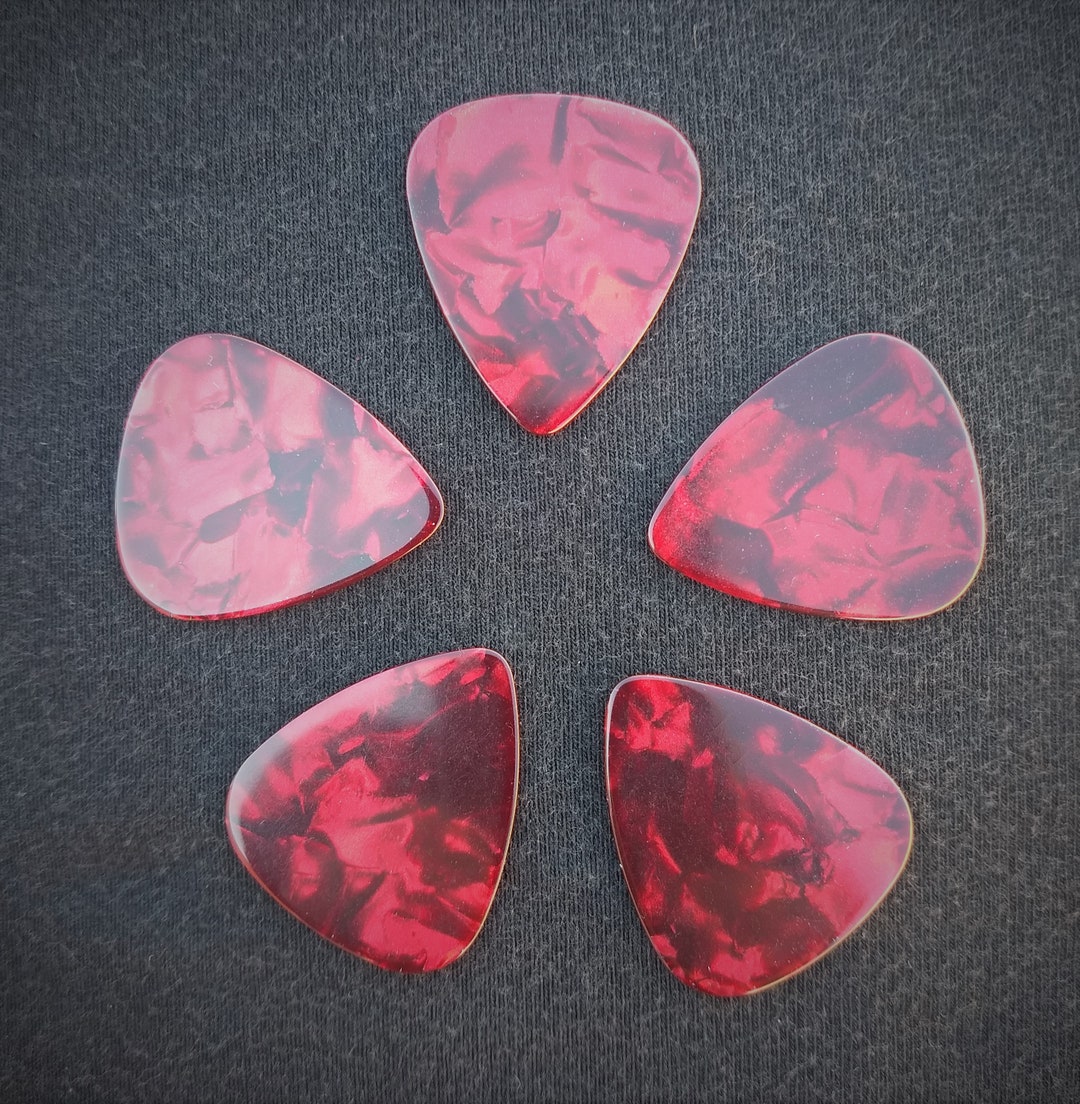 Heavy Gauge Red Metallic Guitar Picks 5 Pack - Etsy