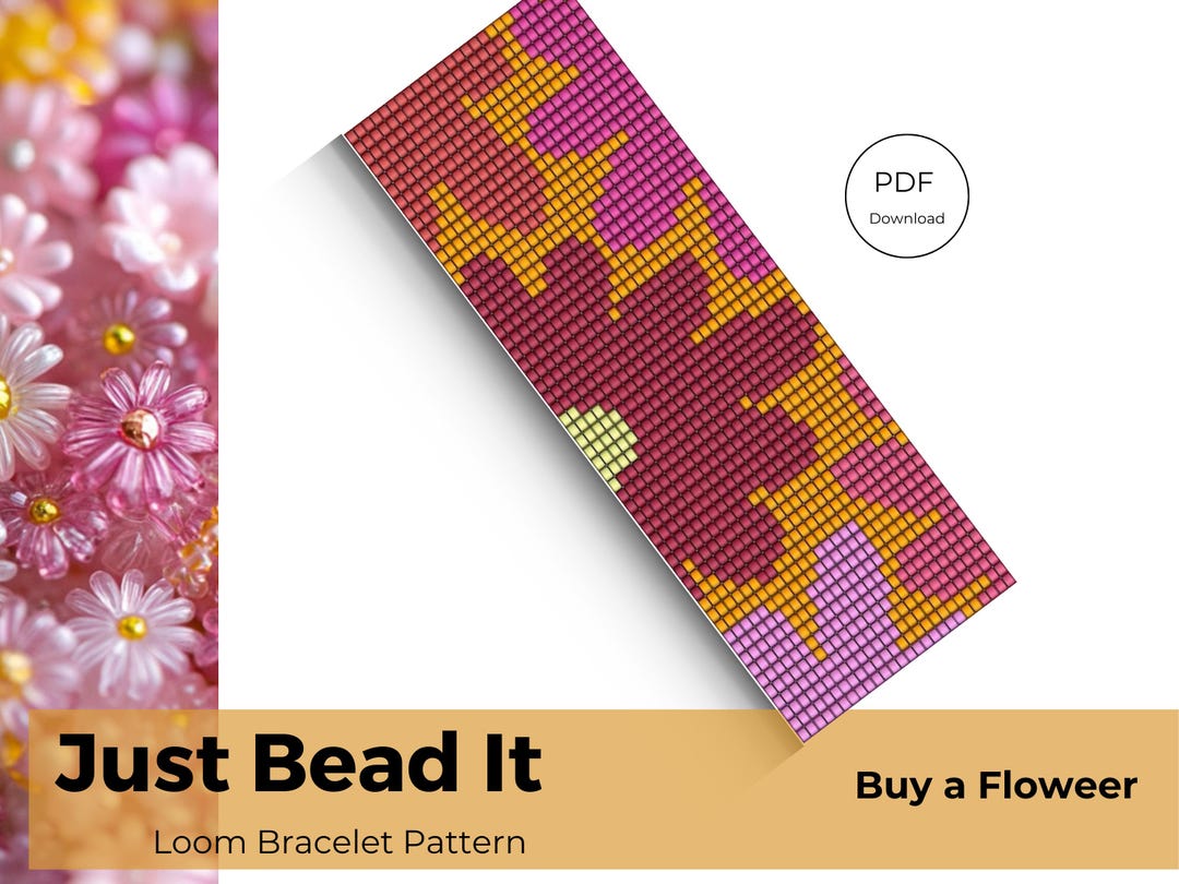 Spring Daisy Themed Pattern | Loom Beading Bracelet | Cuff Bead Pattern ...