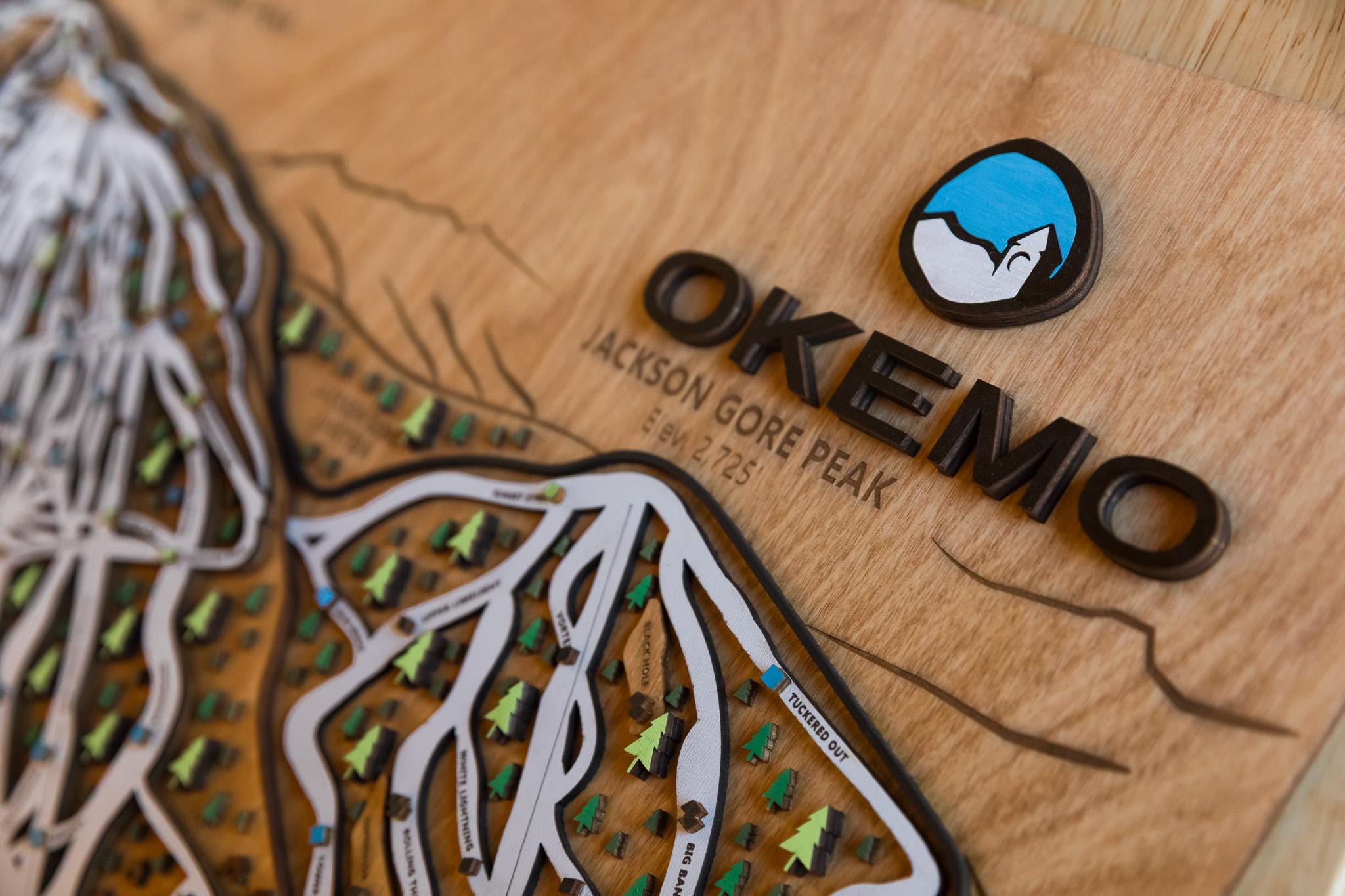 Okemo Ski Map | Layered Wooden Ski Trail Map | Vermont Mountain Art ...