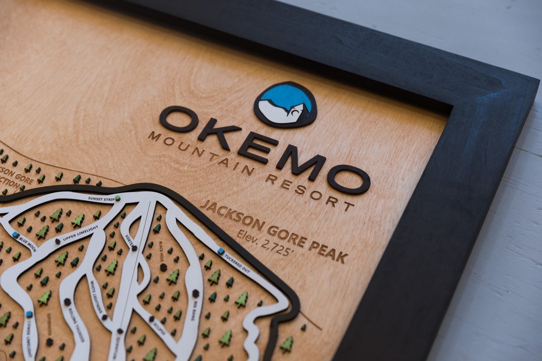 Original Okemo Wooden Ski Map Mountain Art Okemo Vermont Skier ...
