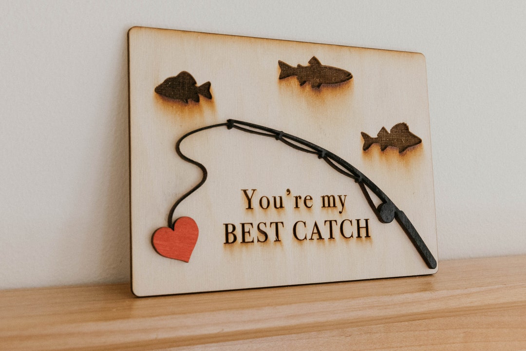 Wooden Card | Fishing Card | You're My Best Catch | Cute Card - Etsy