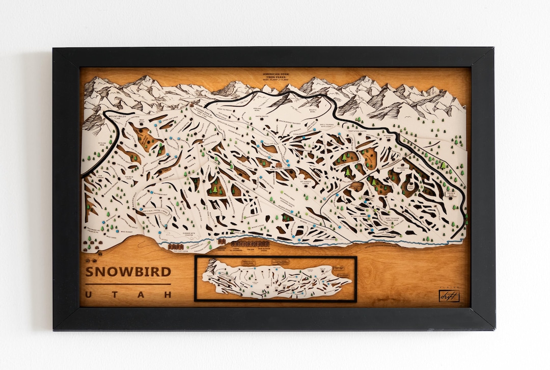 Original Snowbird Wooden Ski Map | Mountain Art | Utah | Skier ...