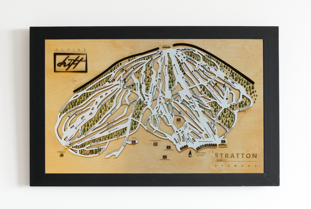 Stratton Vermont Wooden Ski Map | Custom Ski Map Art | Skiing ...