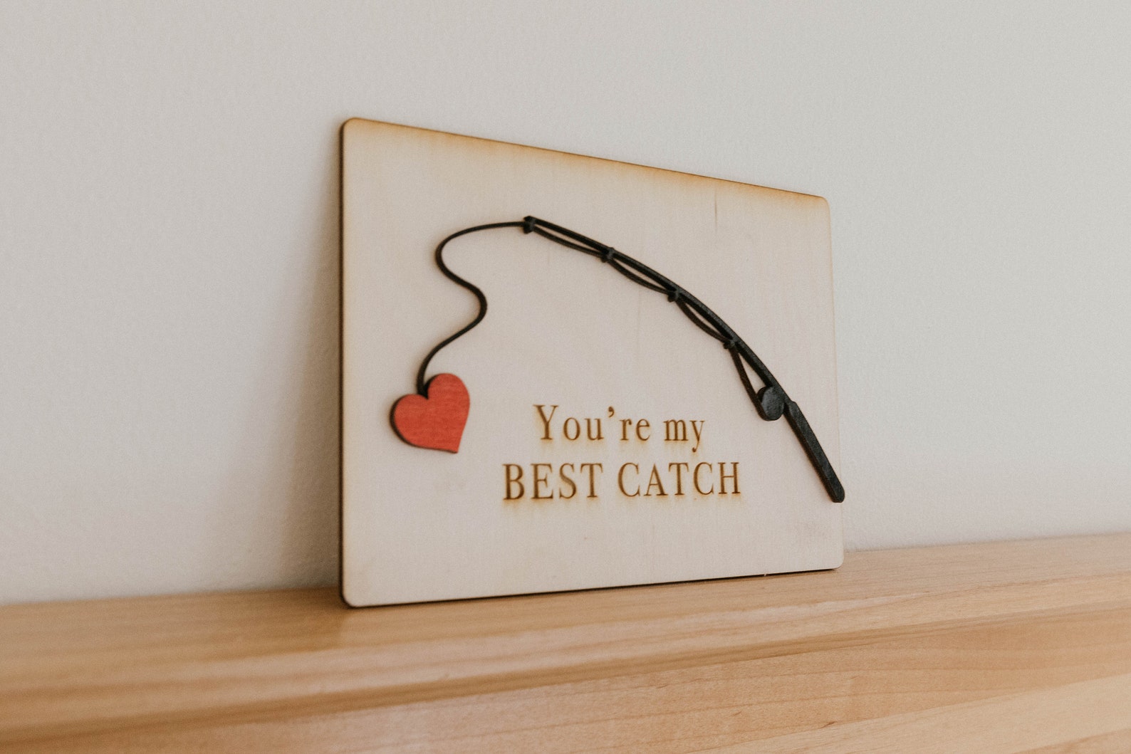 Wooden Card Fishing Card You're My Best Catch Cute | Etsy