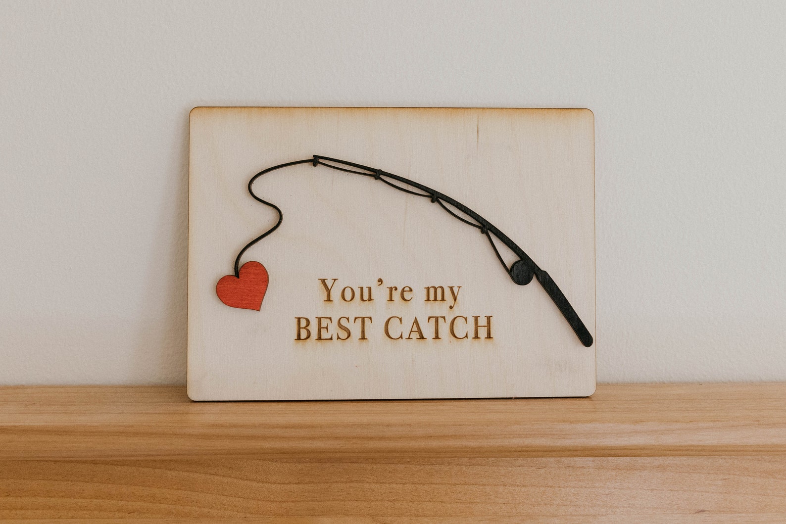 Wooden Card Fishing Card You're My Best Catch Cute | Etsy