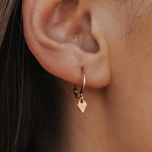 14k Gold Filled Mini Hoop Earrings, Huggie Hoops With Tiny Spike ...