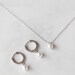 Pearl Necklace Earrings Gift Set, Pearl Diamond Hoop Earrings, Sterling ...