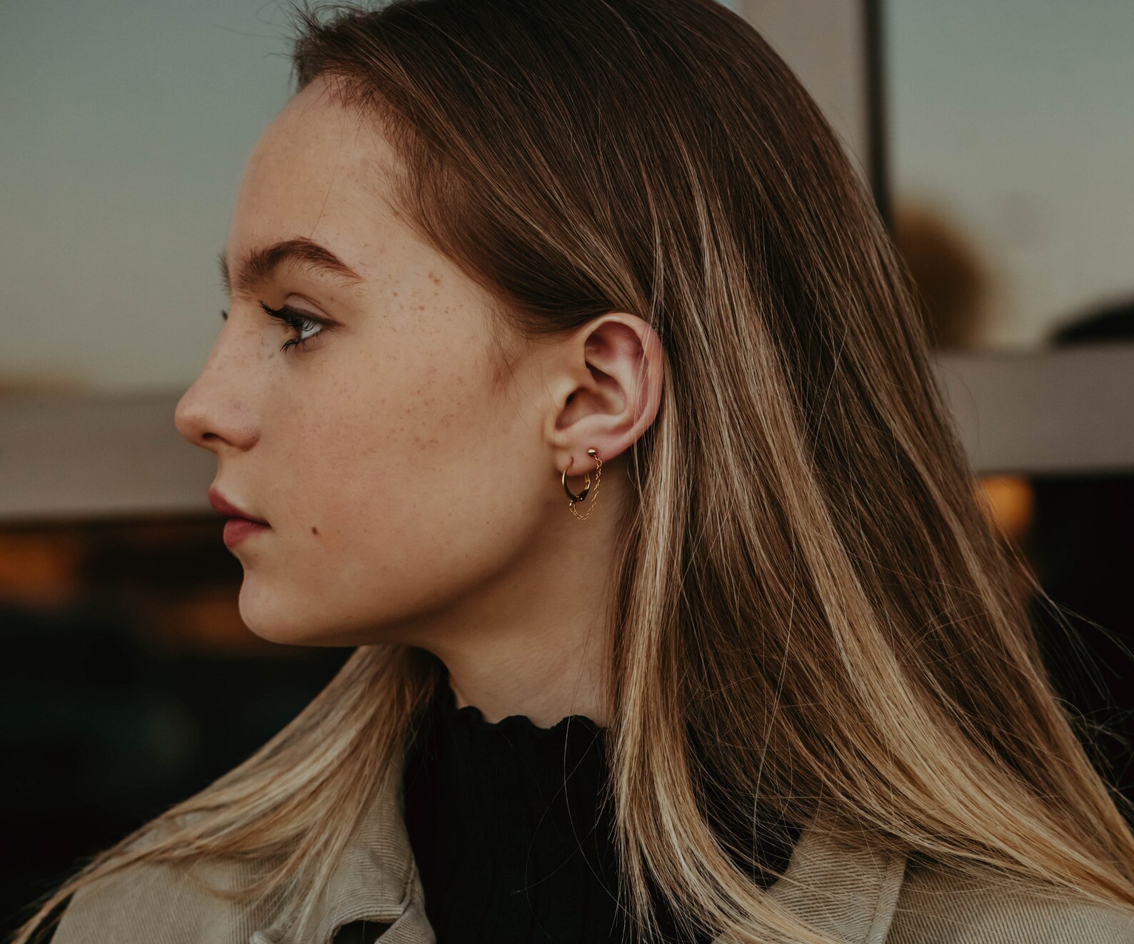 Double Piercing Earring Gold Filled Ball Stud and Hoop With - Etsy