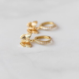 Butterfly Hoop Earrings, Butterfly Charm Earrings, Small Butterfly ...