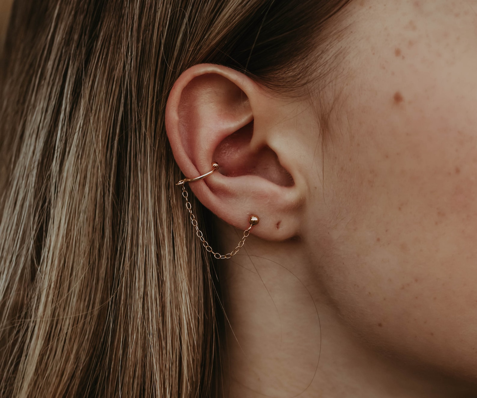 Ear Cuff Chain Earrings Minimalist Chain Studs Stud With - Etsy