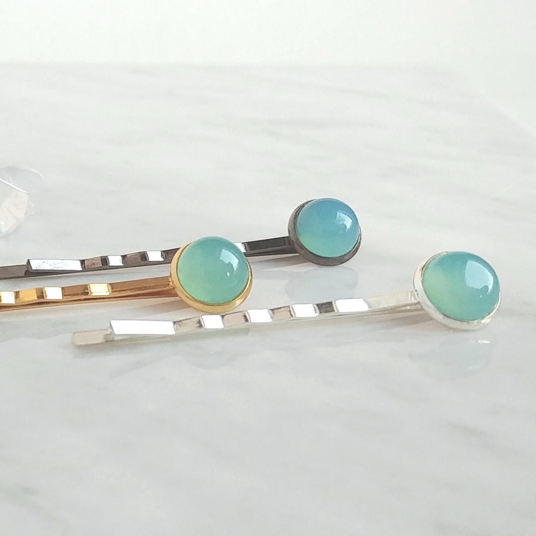 Aqua Crystal Hair Pin, Gemstone Bobby Pin, Teal Blue Hair Clip ...