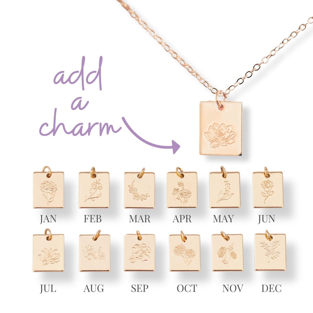 Gold Flower Birth Month Pendant Charm, Birthday Month Charm, Add a ...
