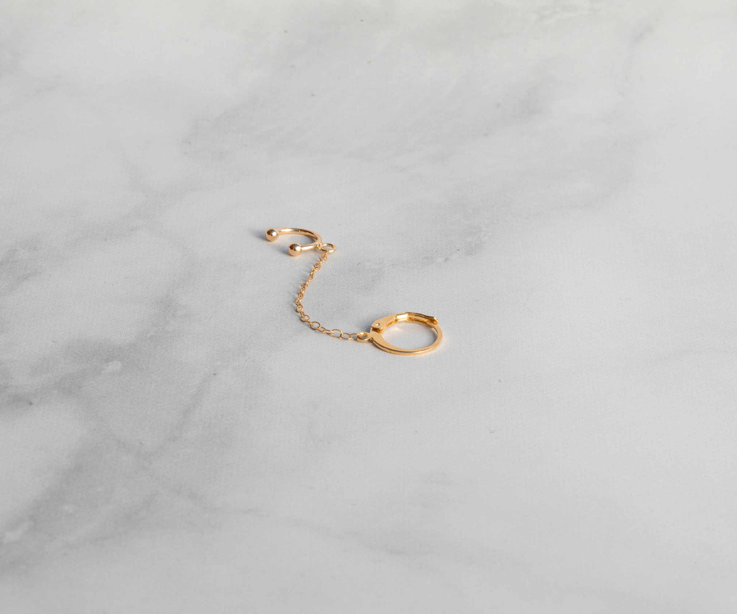 Chain Hoop Earring With Ear Cuff Huggie Hoop Earrings Gold - Etsy