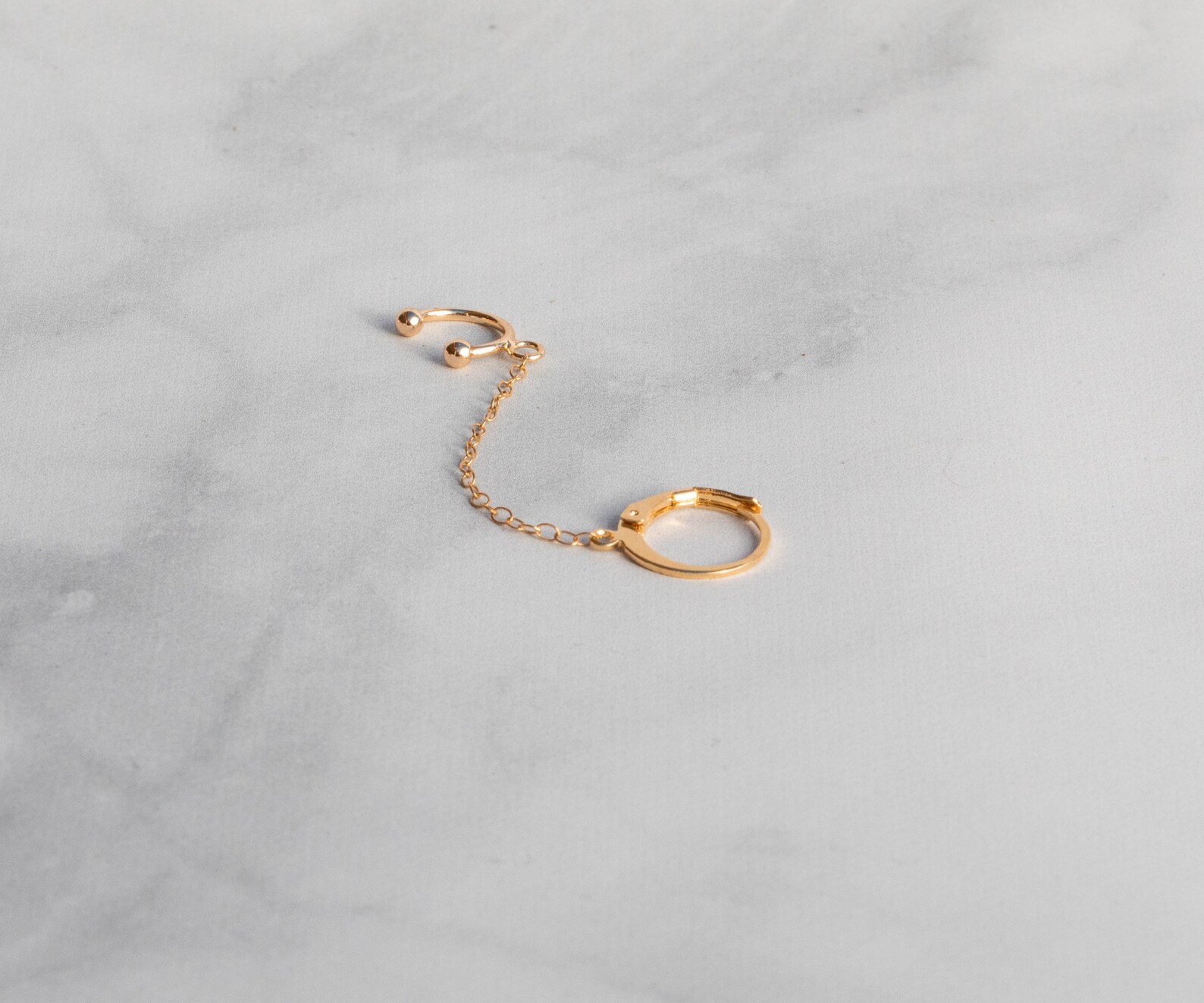 Chain Hoop Earring With Ear Cuff Huggie Hoop Earrings Gold - Etsy