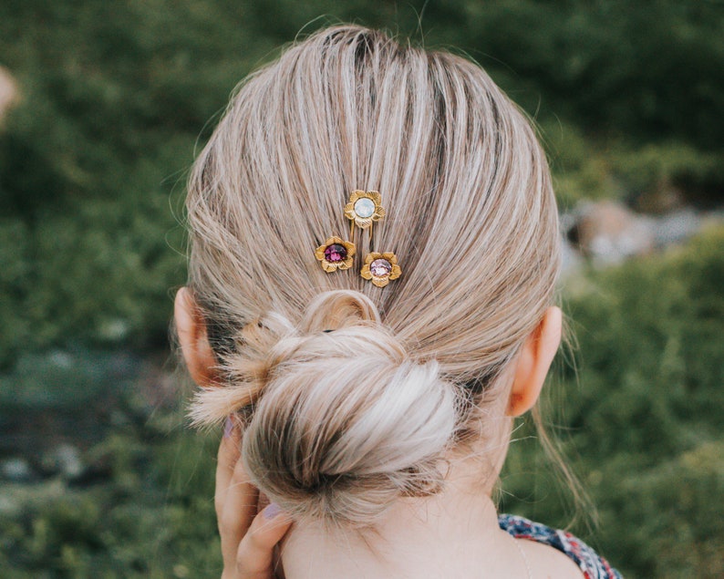 Flower Hair Pin Flower Hair Clip Crystal Hair Pin | Etsy