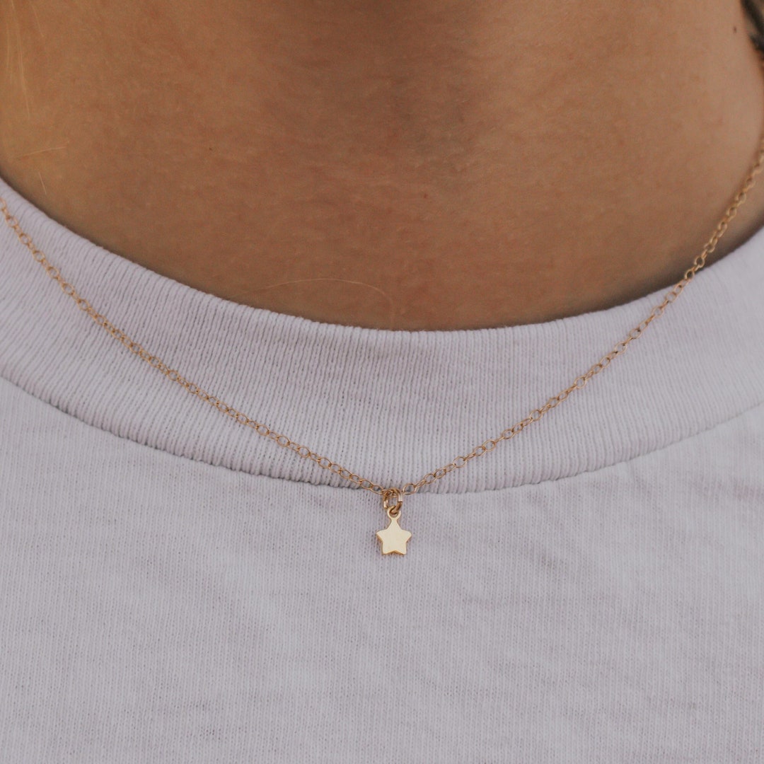 Tiny Gold Star Necklace, Mini Star Necklace, Dainty Celestial Necklace, Layering Chain Necklace ...