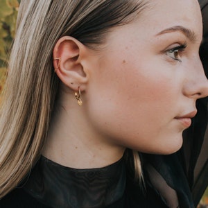 14k Gold Filled Mini Hoop Earrings, Huggie Hoops With Tiny Spike ...