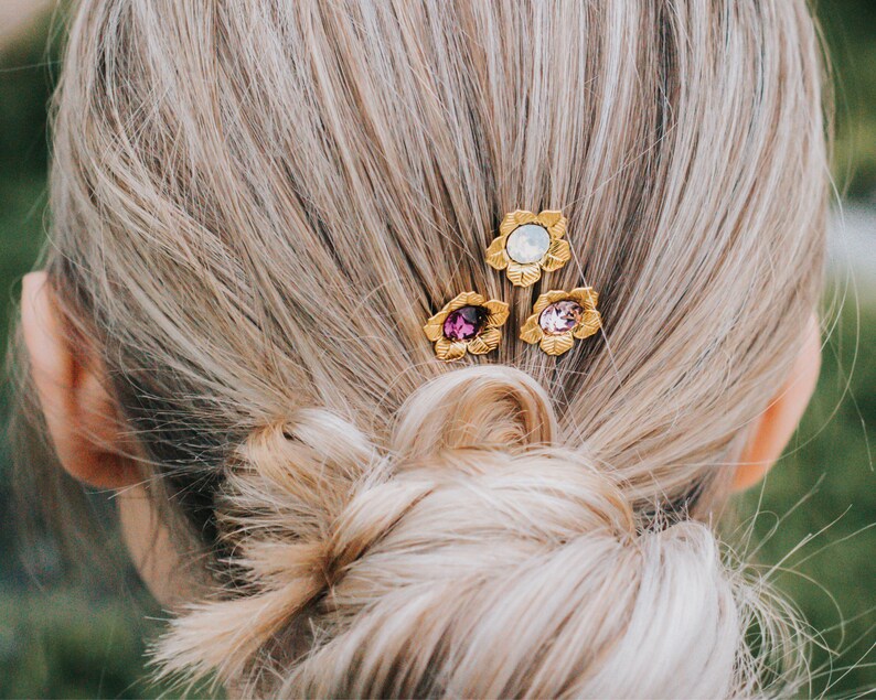 Flower Hair Pin Flower Hair Clip Crystal Hair Pin | Etsy