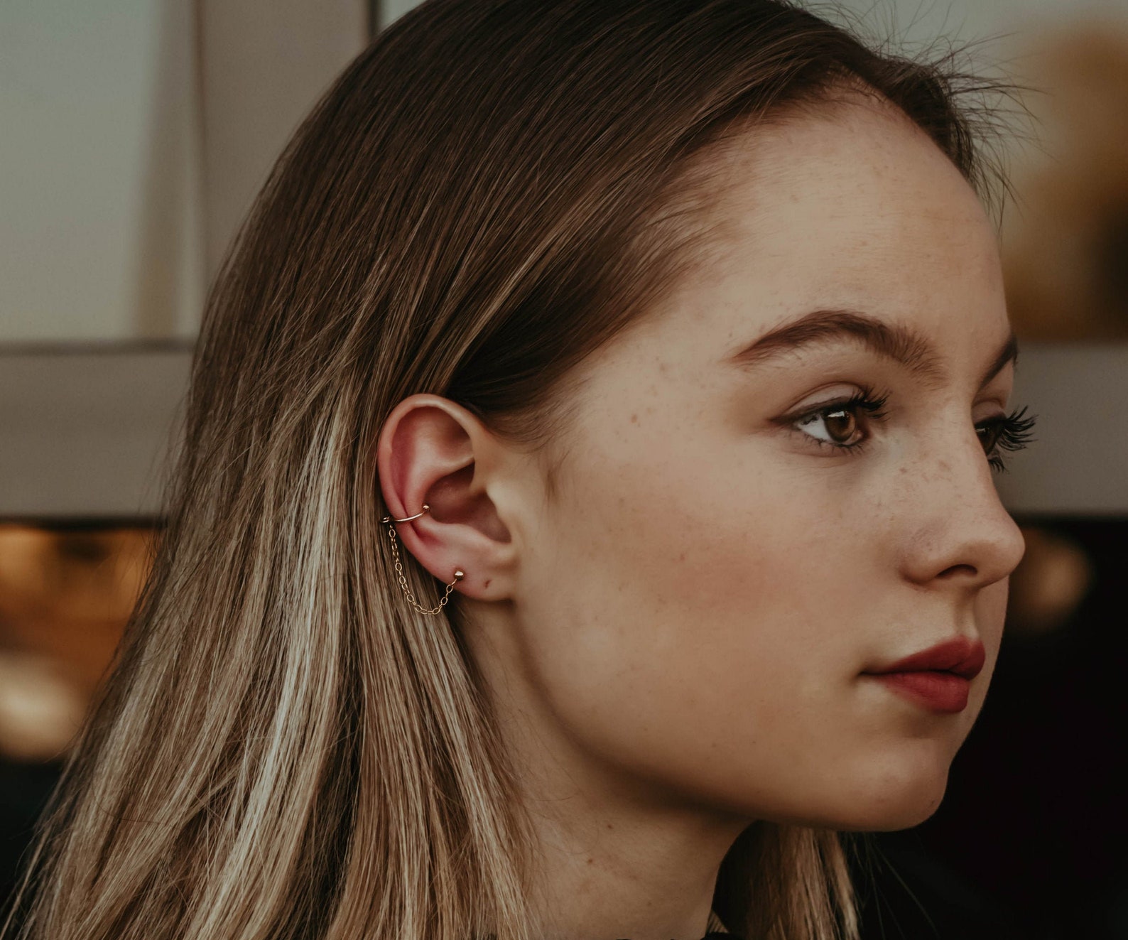 Ear Cuff Chain Earrings Minimalist Chain Studs Stud With - Etsy