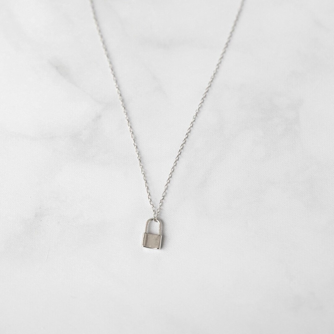 Sterling Silver Lock Necklace, Dainty Lock Necklace, Silver Padlock ...