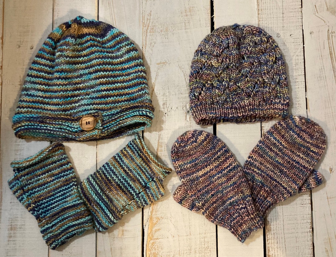 Soft Mitten Hat Wool Sets Women/teen, Pink, Blue, Brown Matching Hat ...