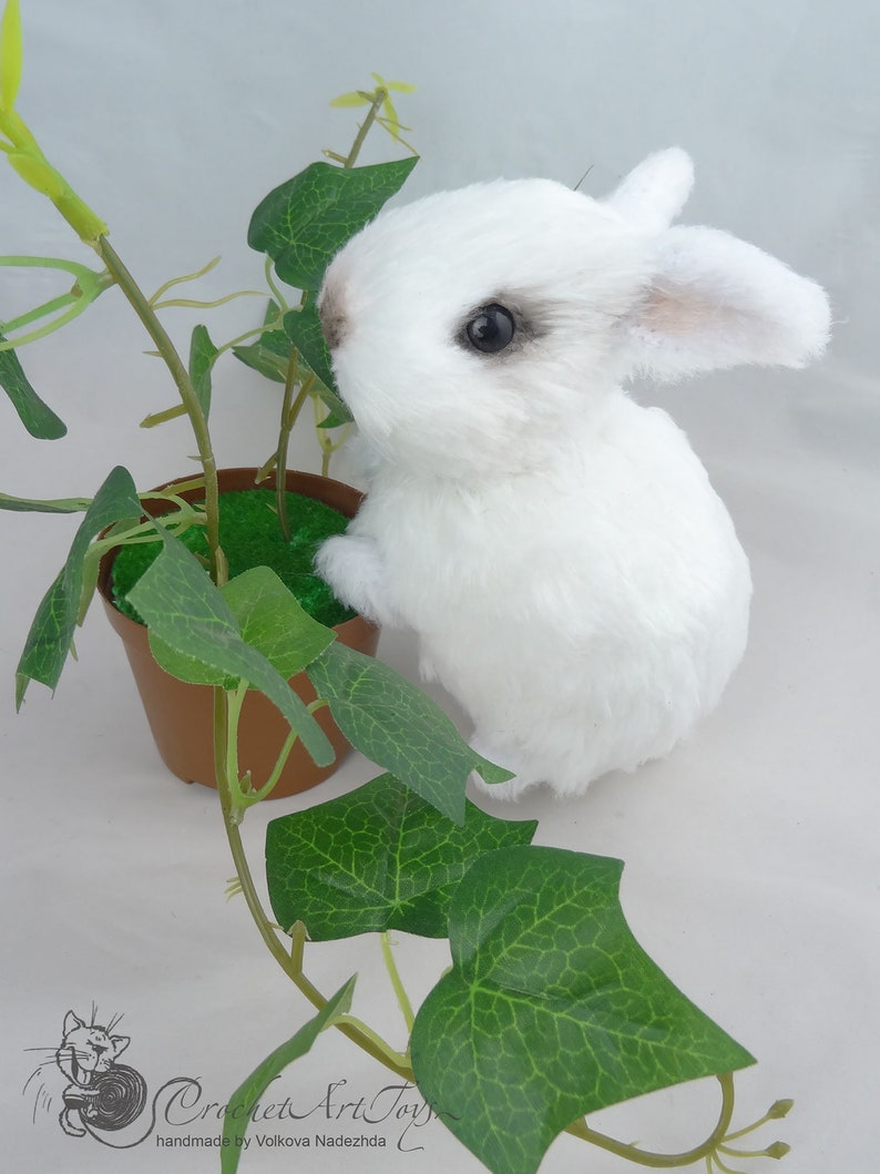 White bunny rabbit stuffed animal plush toy realistic | Etsy