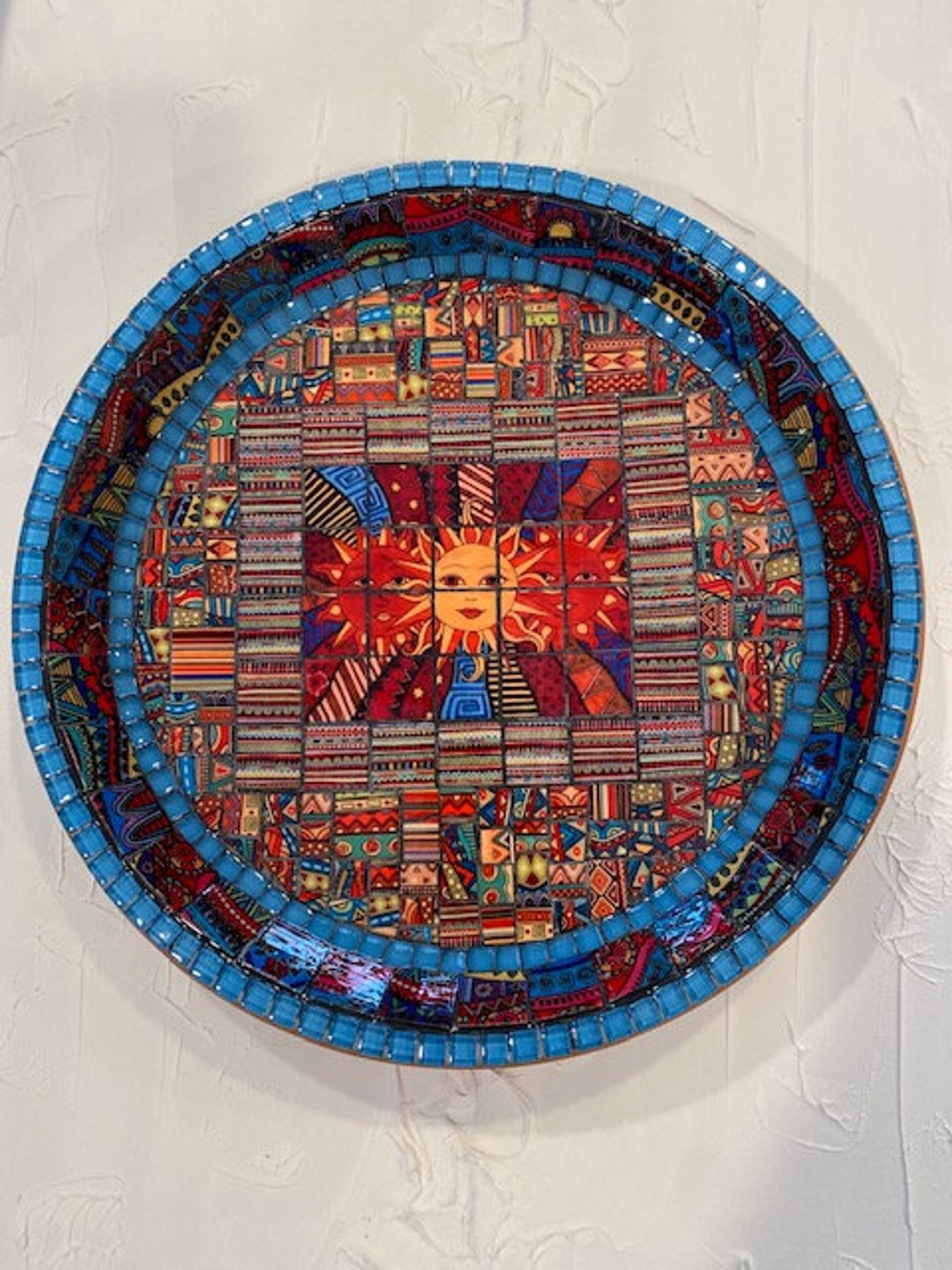 Mosaic Platter, Sunny Native Abstract, Stoneware Platter, Serving Plate ...