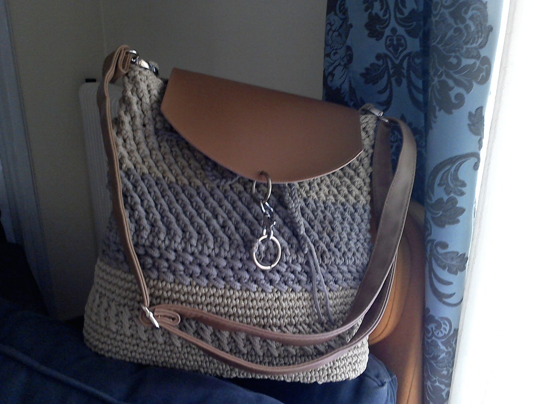 Back Pac Bag in Neutral Colors and Leather Botom Top and - Etsy