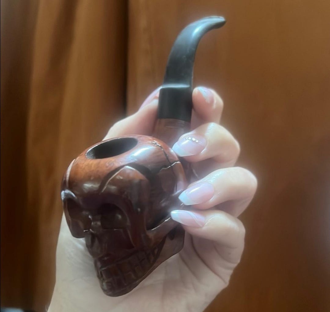 Wooden Skull Pipe, Hand Crafted Wooden Vintage Pipe. Gorgeous Piece - Etsy