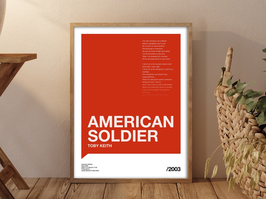 American Soldier Poster, Toby Keith Merch, Toby Keith Poster, American ...