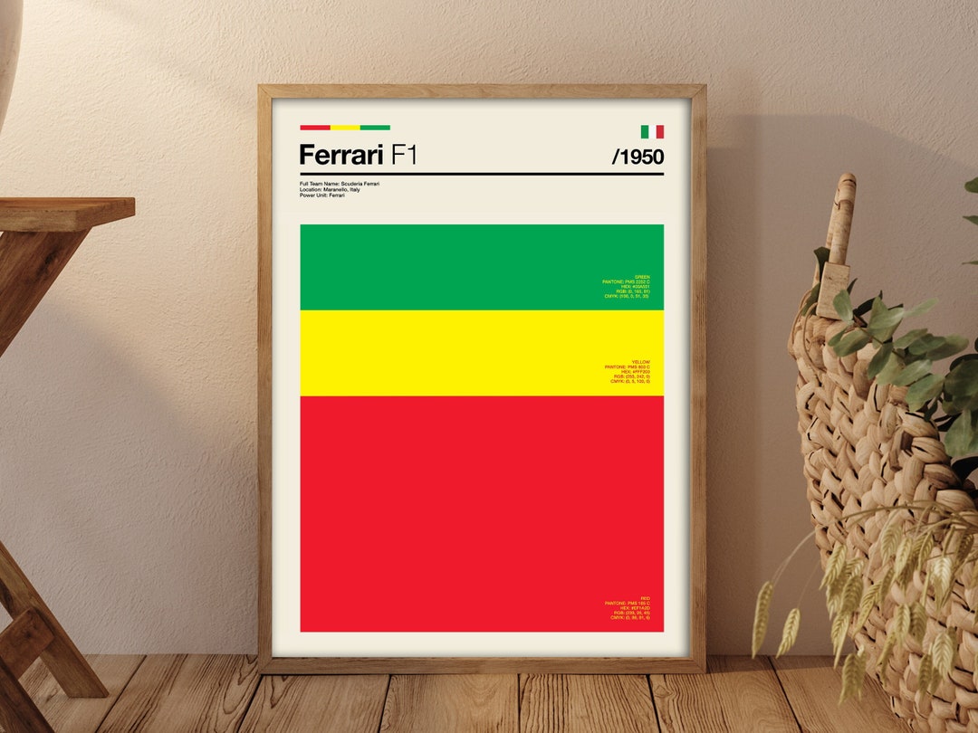 Ferrari F1 Color Swatch Print, Ferrari F1 Poster, Ferrari F1 Minimalist ...