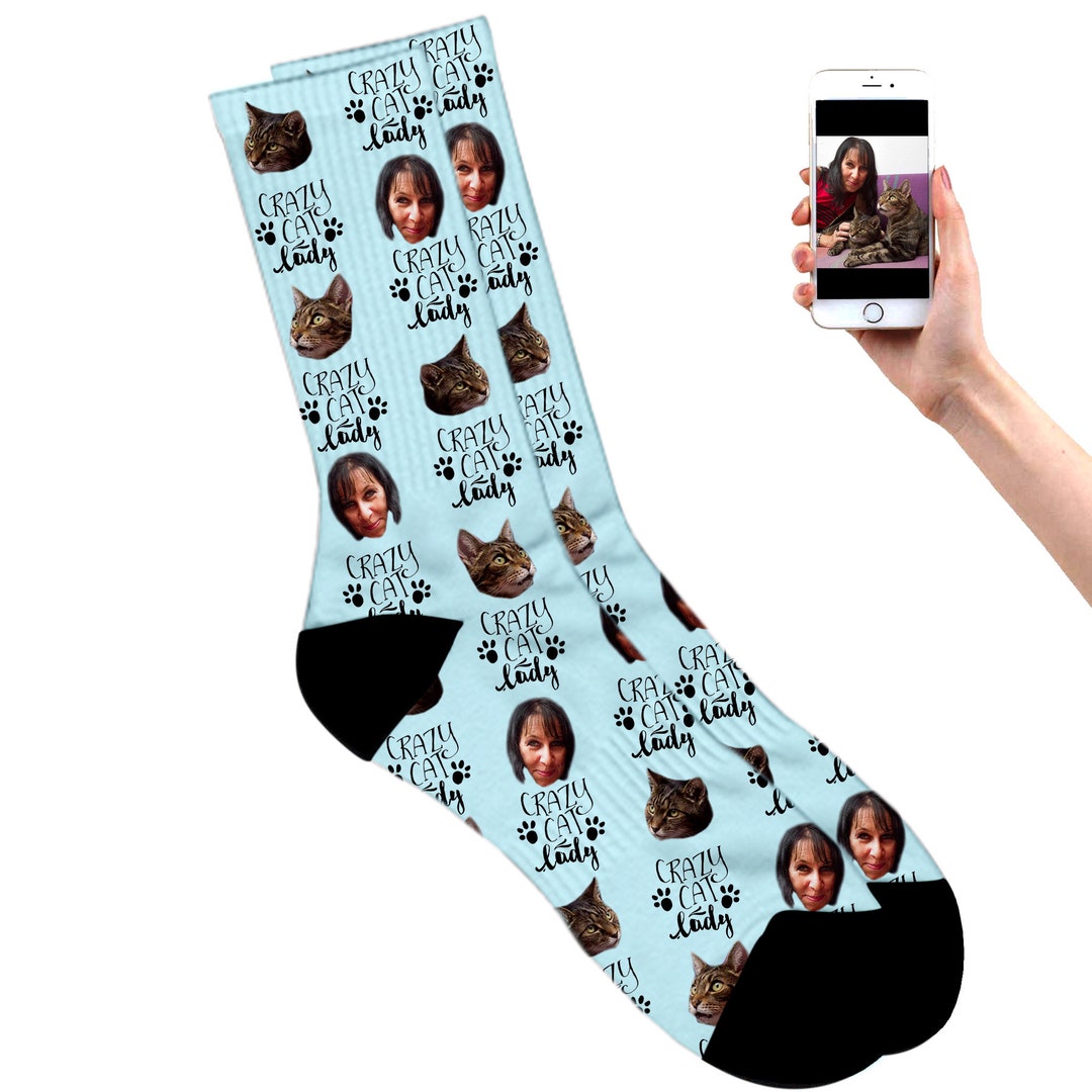 Crazy Cat Lady Socks Custom Printed Socks With Her Face On - Etsy