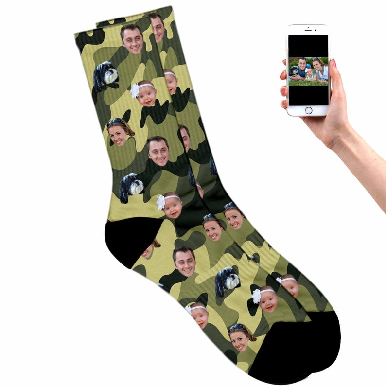 Camouflage Socks custom Printed Socks With Your Faces - Etsy