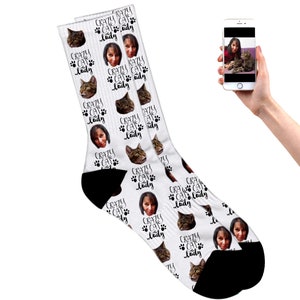 Crazy Cat Lady Socks Custom Printed Socks With Her Face On - Etsy