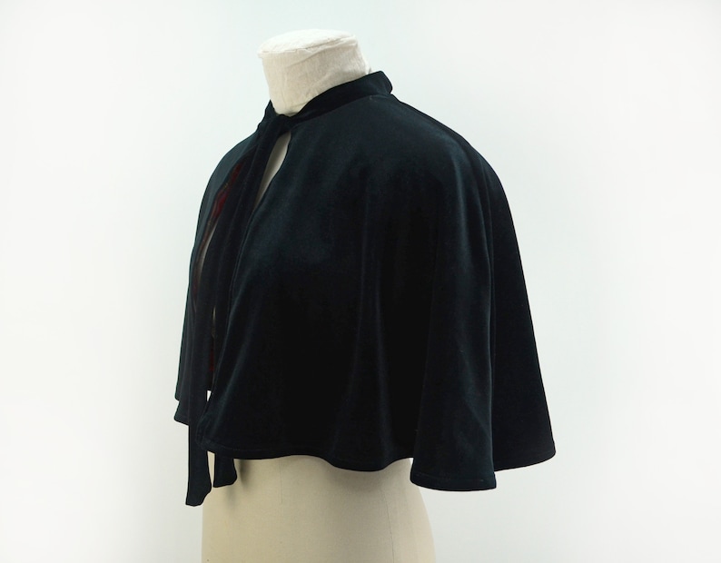 Black Velvet Capelet With Tartan Lining Short Cape | Etsy UK