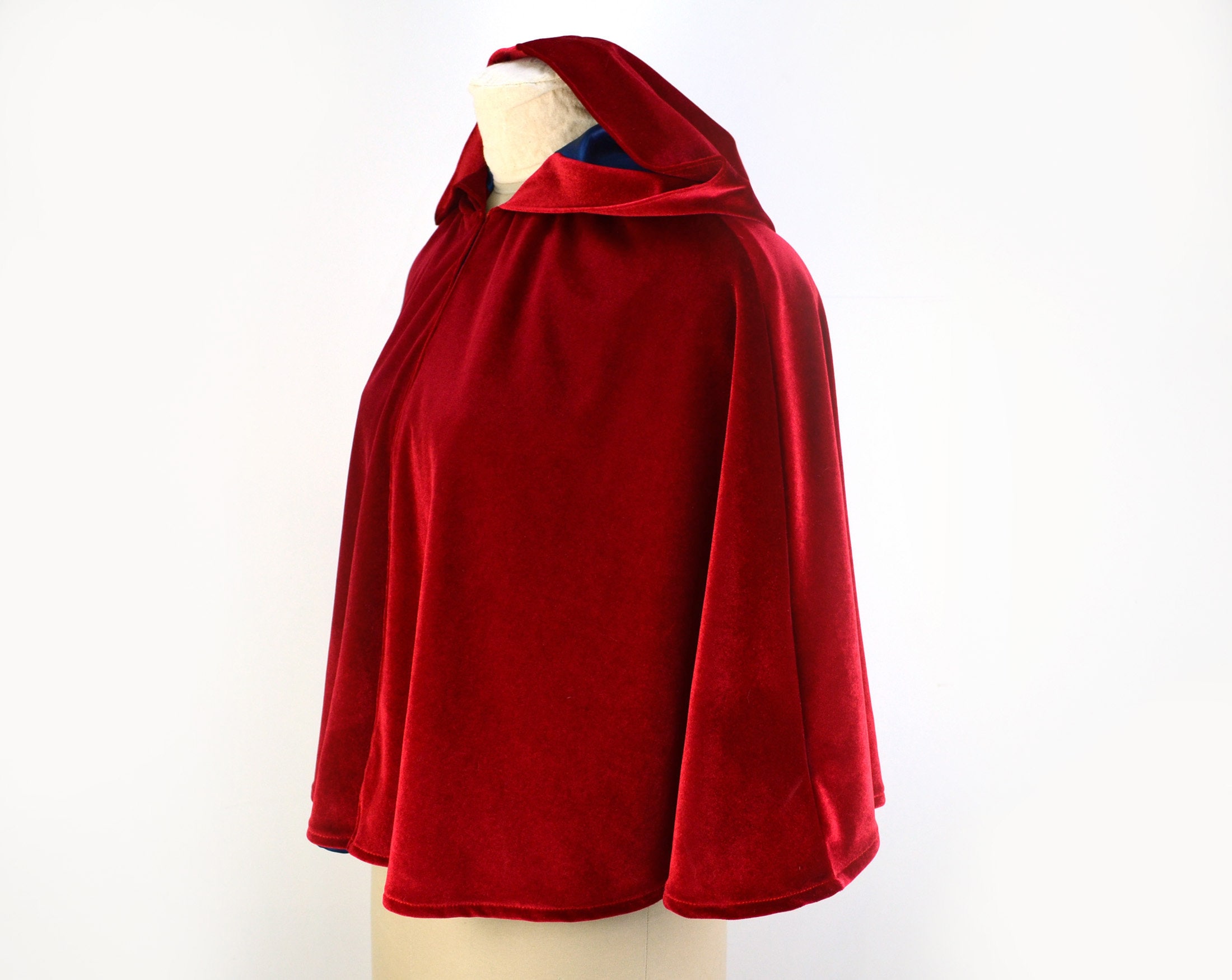 Capa de Terciopelo Rojo con Capucha y Forrada - Etsy España