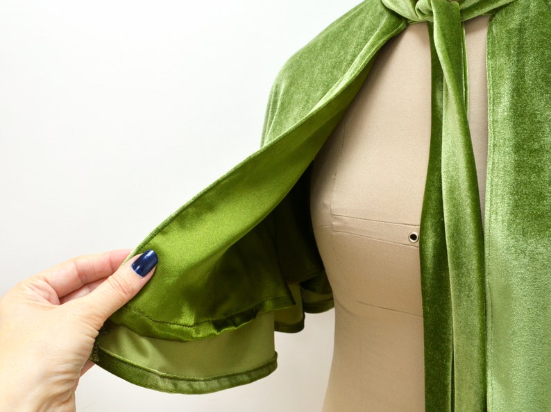 Green Velvet Cape With Lining. Handmade Olive Capelet - Etsy