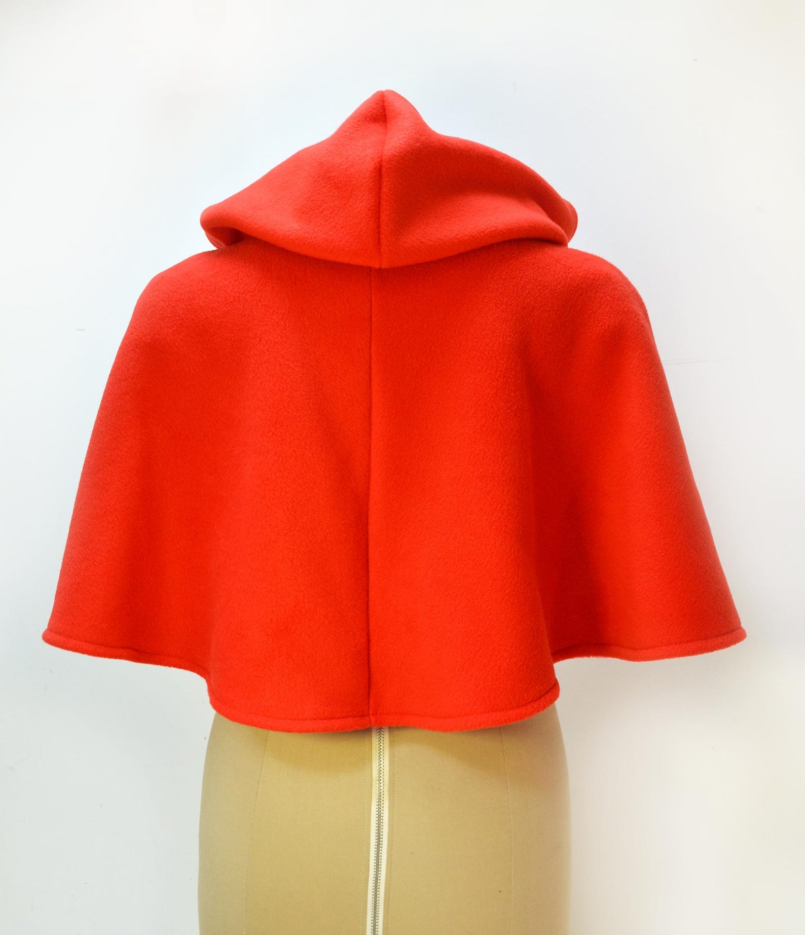 Red Fleece Cape With Hood. Short Cloak Over Coat - Etsy
