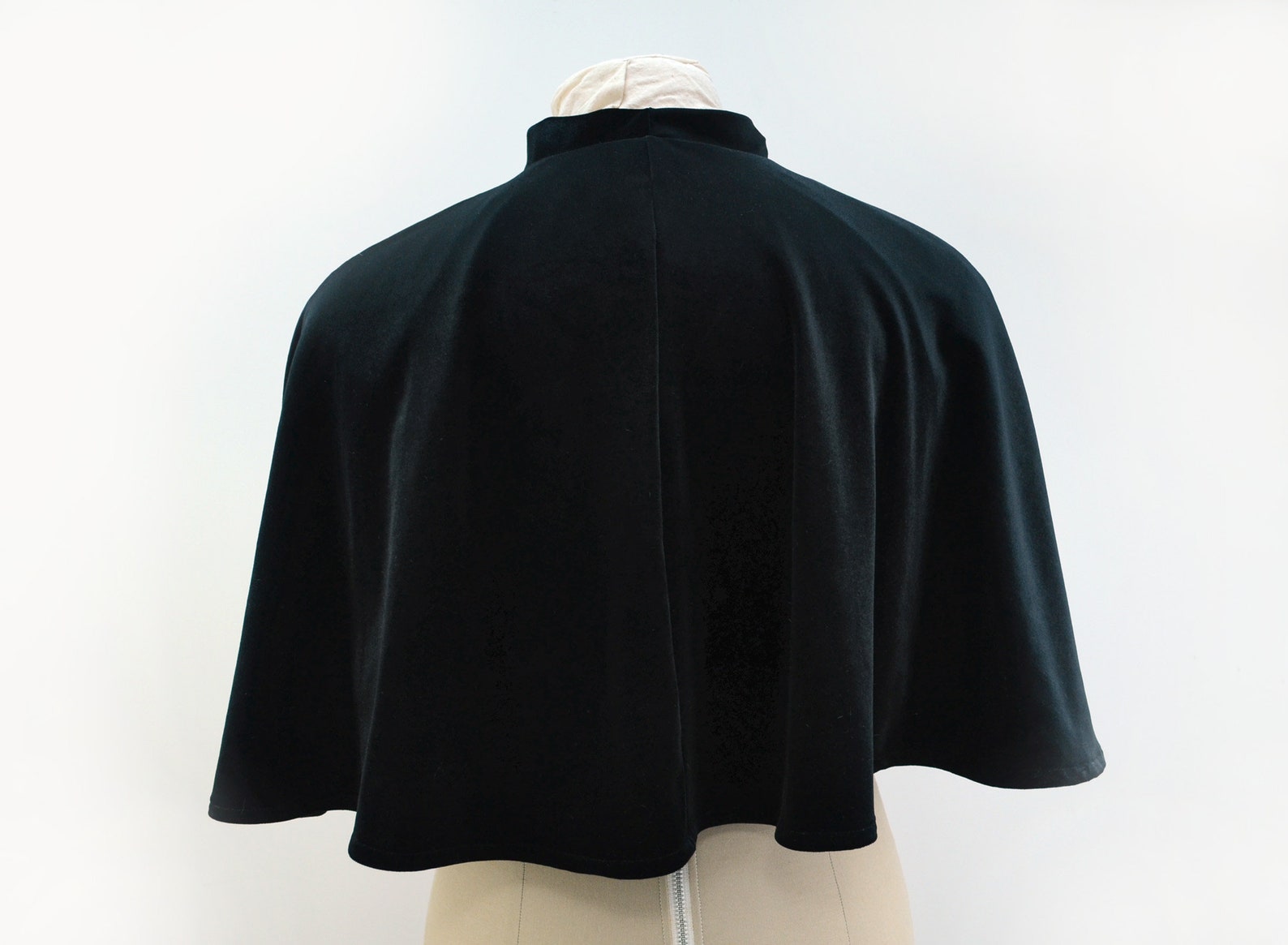 Black Velvet Capelet With Tartan Lining Short Cape - Etsy