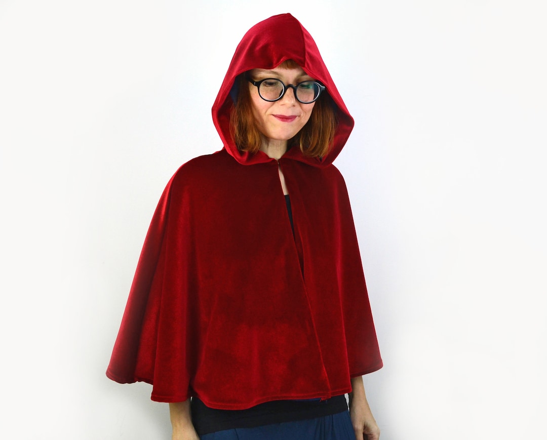 Red Velvet Cape With Hood. Handmade Lined Capelet - Etsy
