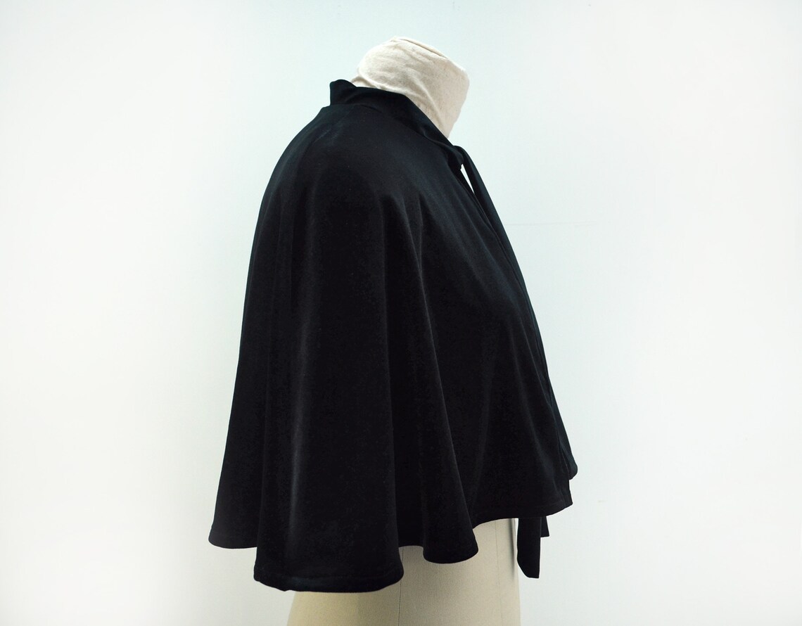 Black Velvet Capelet With Tartan Lining Short Cape - Etsy