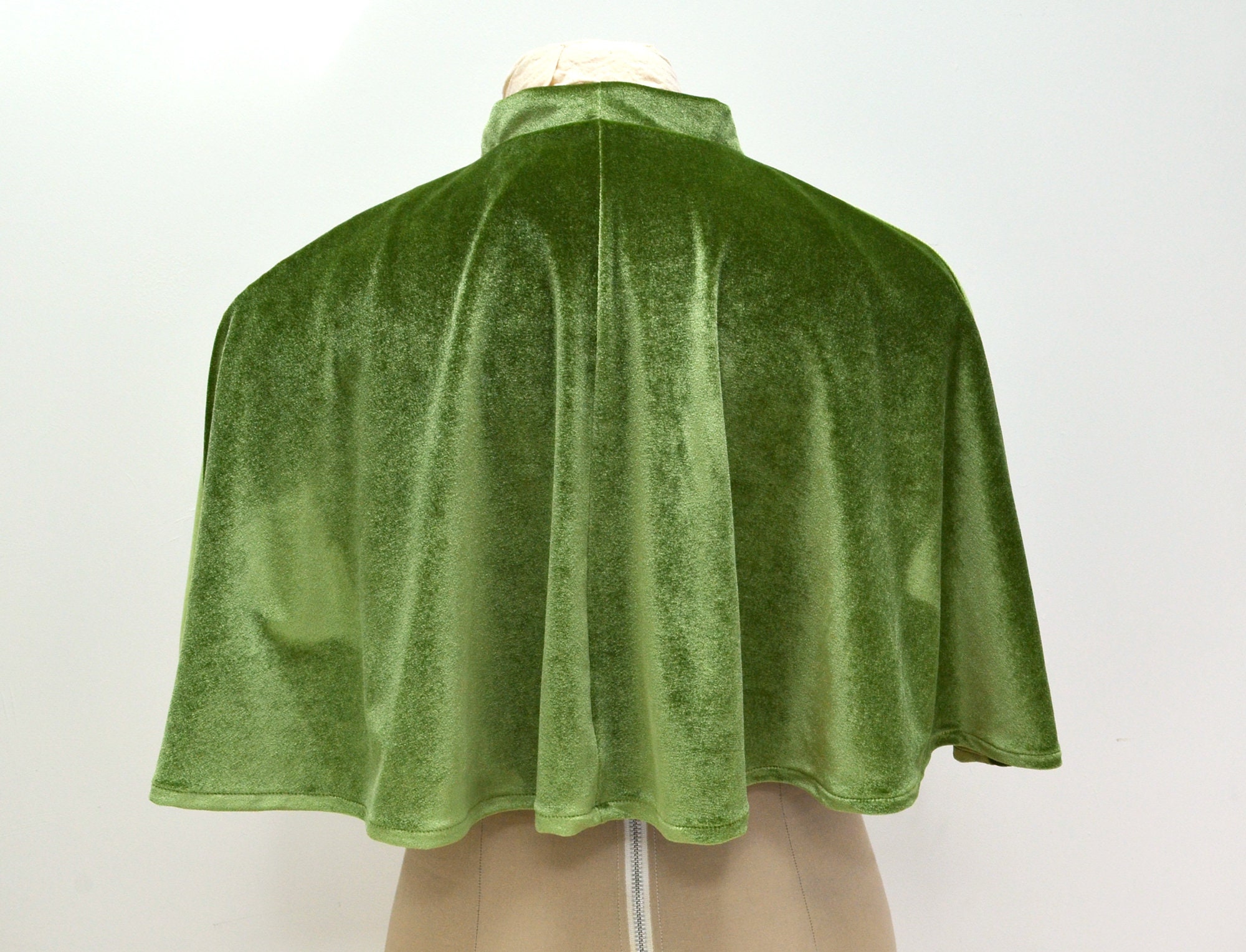 Green Velvet Cape With Lining. Handmade Olive Capelet - Etsy