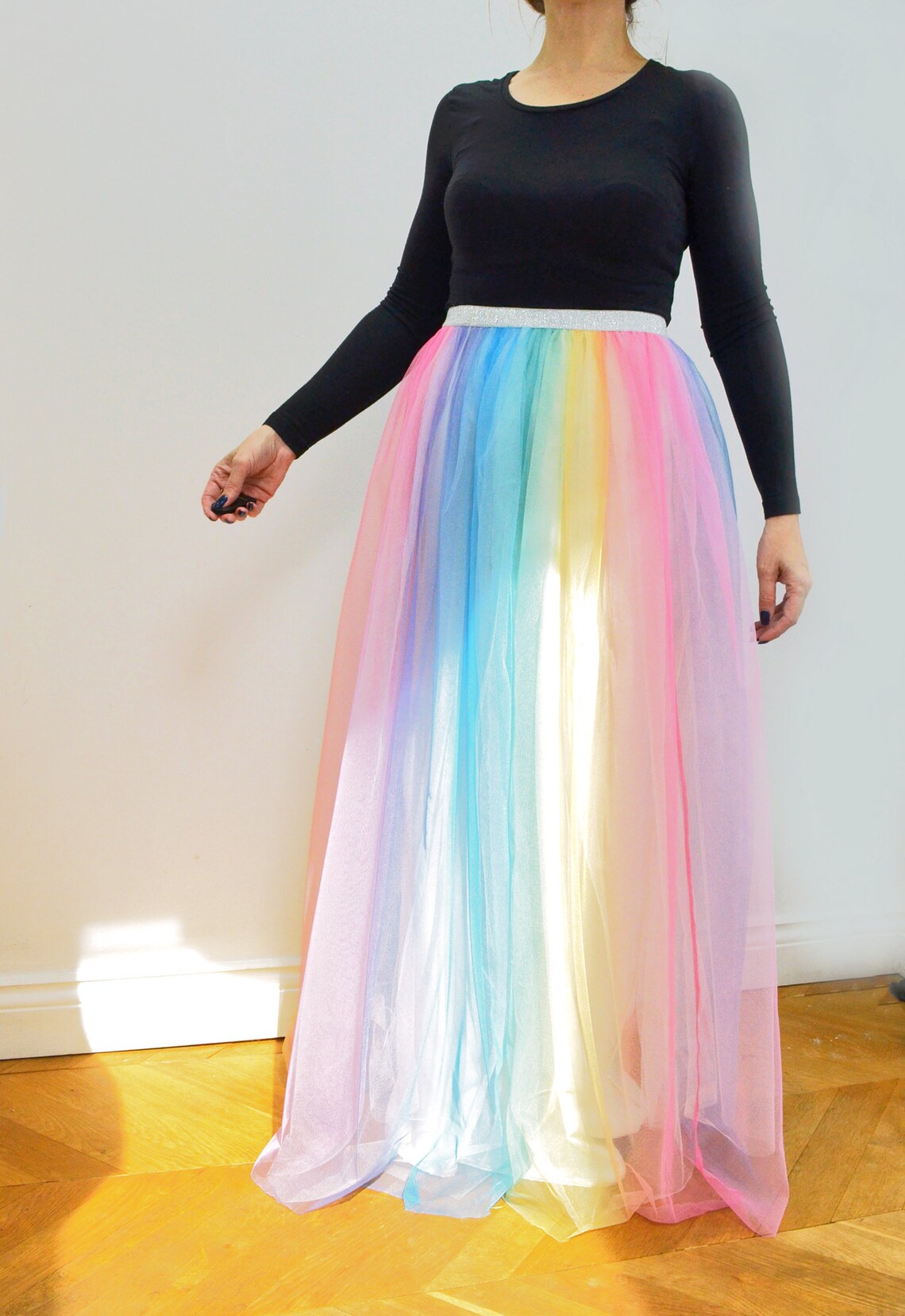 Rainbow Tulle Skirt Short or Maxi. Pastel net skirt - Etsy 日本