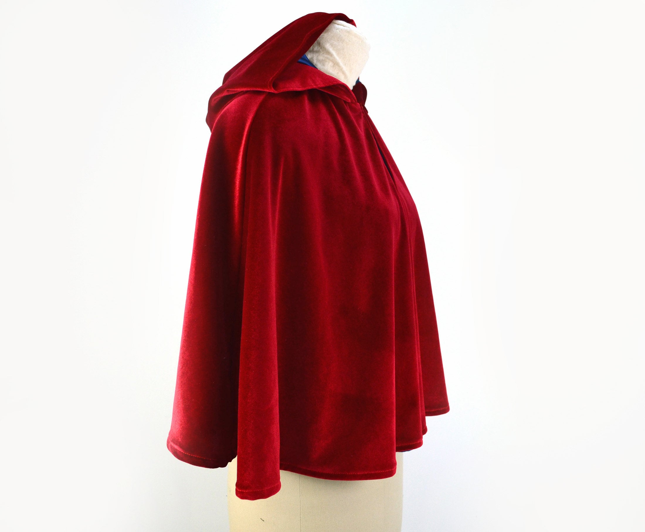 Capa de Terciopelo Rojo con Capucha y Forrada - Etsy España