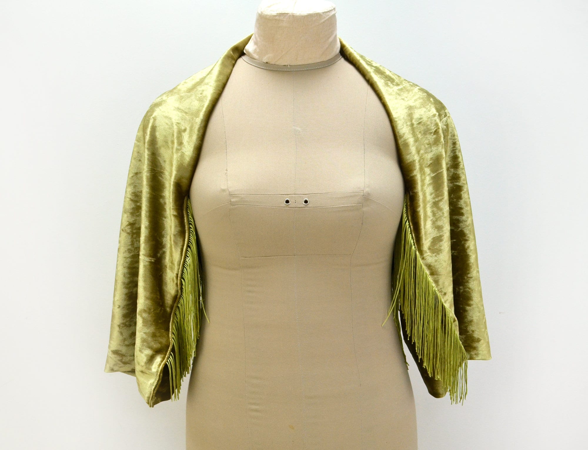 Olive Green Velvet Shrug Bolero Jacket With Fringe - Etsy